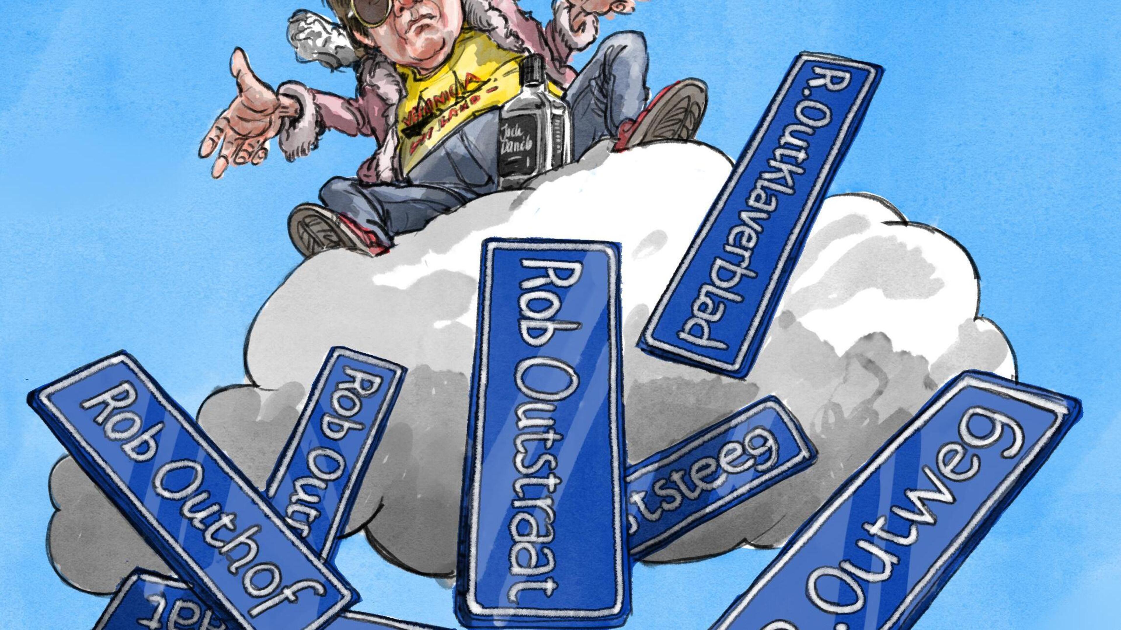 Een straatnaam voor de legendarische omroepbaas Rob Out | cartoon ...
